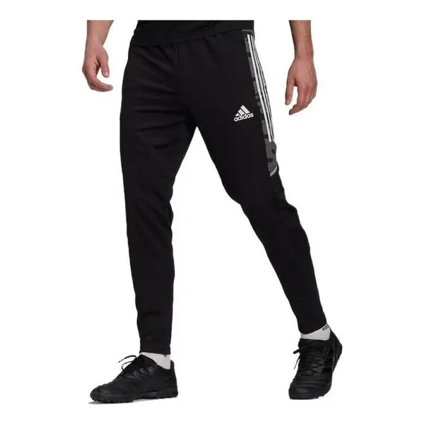 Adidas Solid Color Alphabet Logo Printing Running Training Soccer/football Sports Pants/trousers/joggers Black - Multi-color