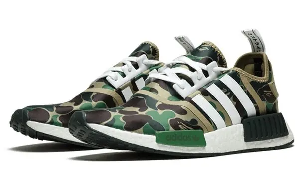 Adidas A Bathing Ape X Nmd_r1 'olive Camo' Sneakers - Green