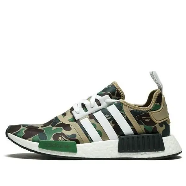 Adidas A Bathing Ape X Nmd_r1 'olive Camo' Sneakers - Green