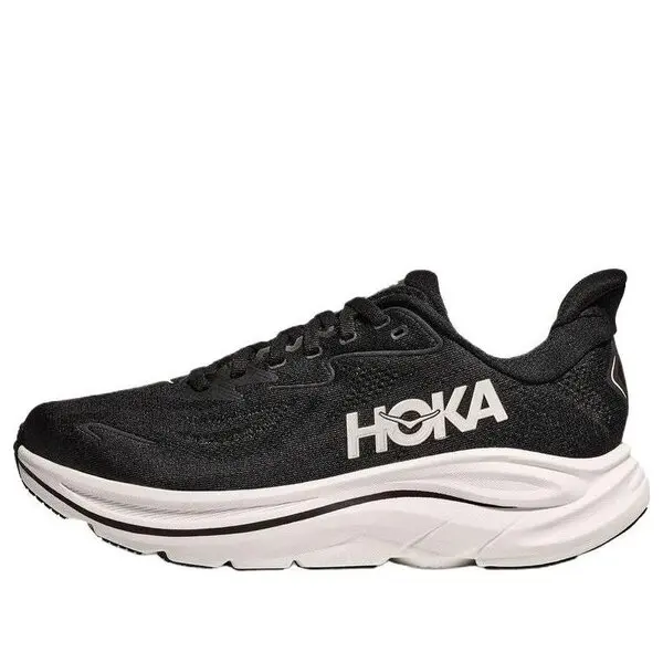 Hoka One One Clifton Wide Athletic Shoes - Black/white