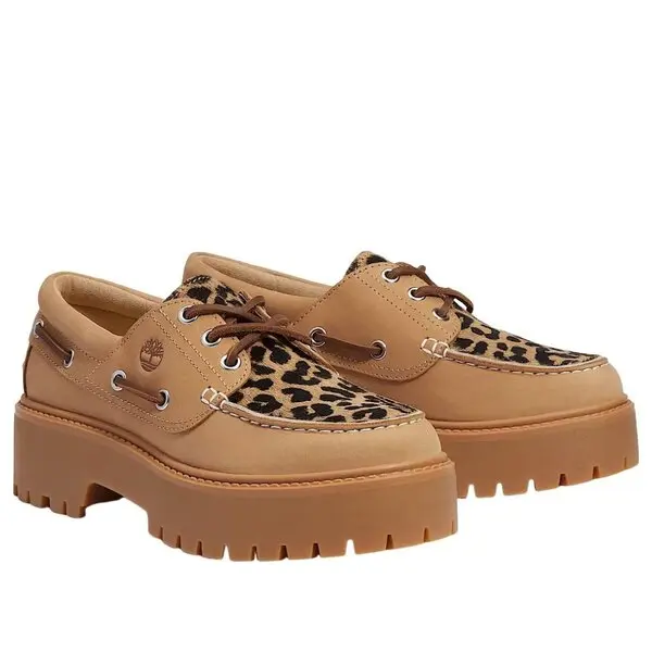 Timberland Stone Street Boat Platform Shoes - Beige Leopard