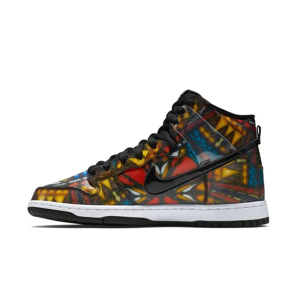 Nike X Concepts Sb Dunk High "stained Glass - Varsity Red/black-mango