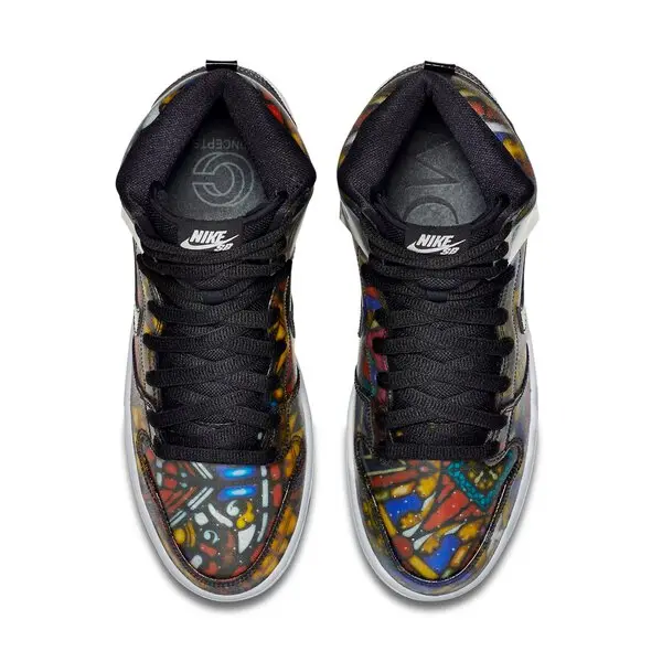 Nike X Concepts Sb Dunk High "stained Glass - Varsity Red/black-mango
