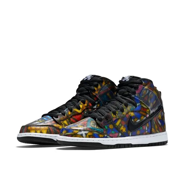 Nike X Concepts Sb Dunk High "stained Glass - Varsity Red/black-mango