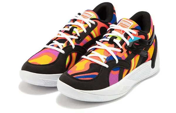 PUMA Trc Blaze Court Low Top Sneakers - Black/orange/blue