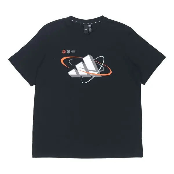 Adidas Ub Gfx T Bos Logo Printing Sports Round Neck Short Sleeve - Black