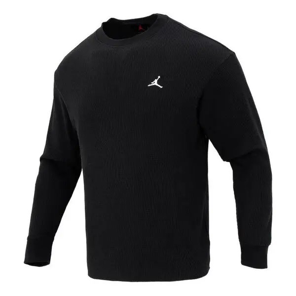 JORDAN Essential Waffle Knit Long Sleeve Top - Black