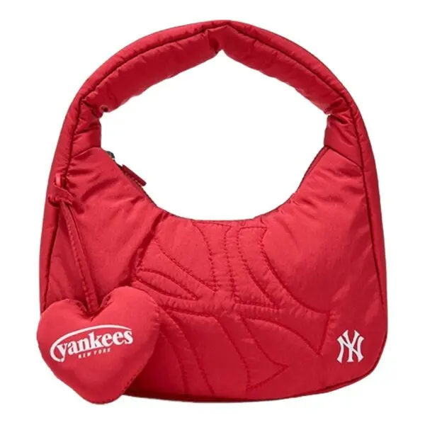 MLB Mini Shoulder Bag With Stitched Seams And Heart Charm - Red