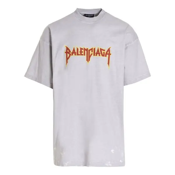 Balenciaga Metallica Short Sleeve T-shirt Oversized Fit 'white Orange - White/orange