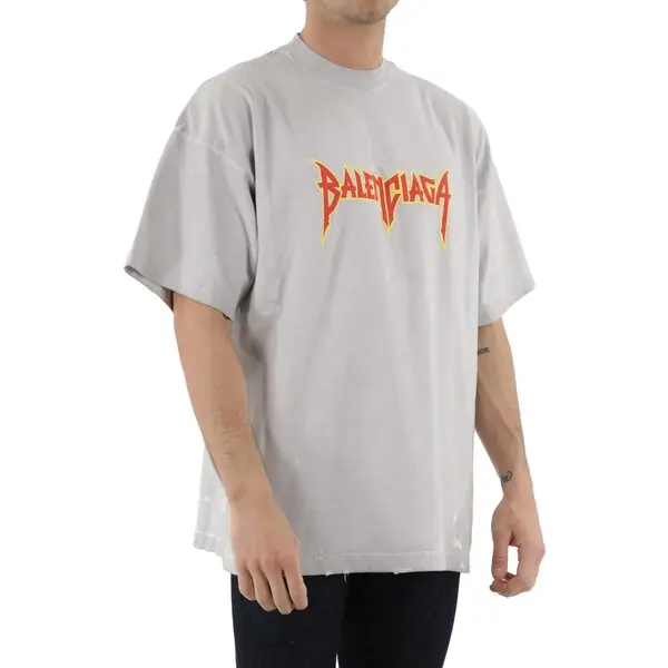 Balenciaga Metallica Short Sleeve T-shirt Oversized Fit 'white Orange - White/orange