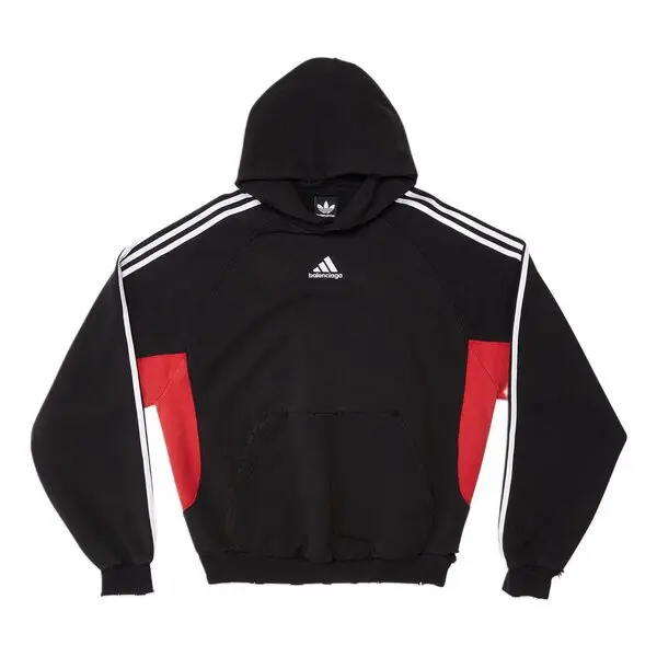 Balenciaga X Adidas Fleece Hoodie Slim Fit 'black Red - Black/red