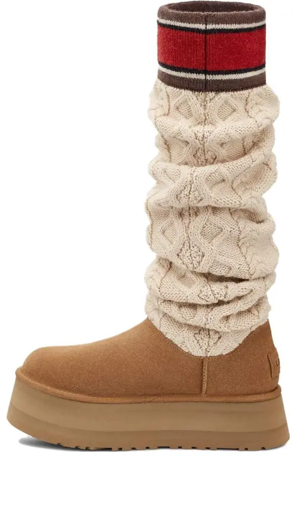 UGG Classic Sweater Letter Tall Boots - Chestnut
