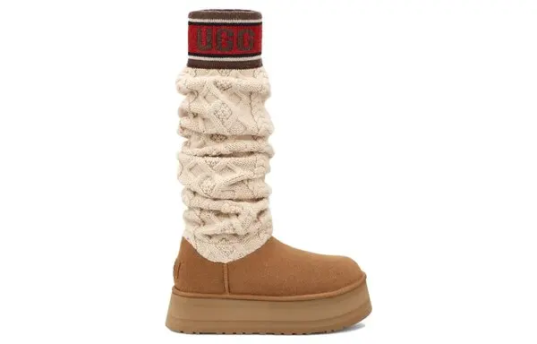 UGG Classic Sweater Letter Tall Boots - Chestnut