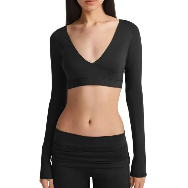 Nike X Skims Matte Wrap Long Sleeve Cropped Top