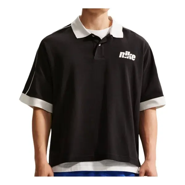 Nike Club Oversized Polo Shirt 'black Sail - Black/sail