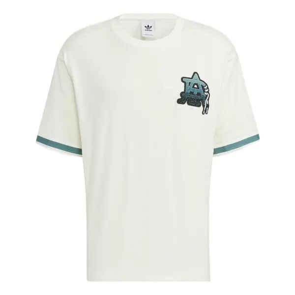 Adidas Alphabet Printing Round Neck Pullover Short Sleeve White - Default Color