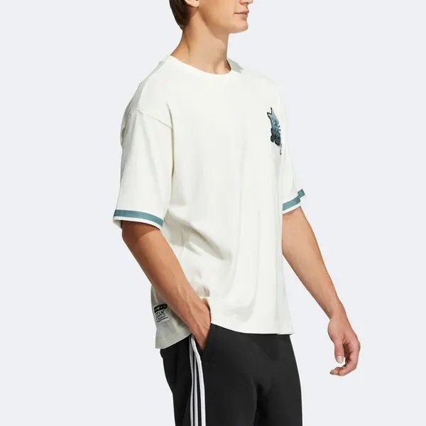 Adidas Alphabet Printing Round Neck Pullover Short Sleeve White