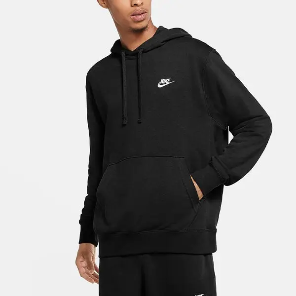 Nike Club Logo Embroidered Solid Color Sports Black