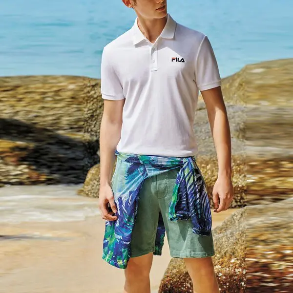 FILA Logo Bee Embroidered Short Sleeve Polo - White