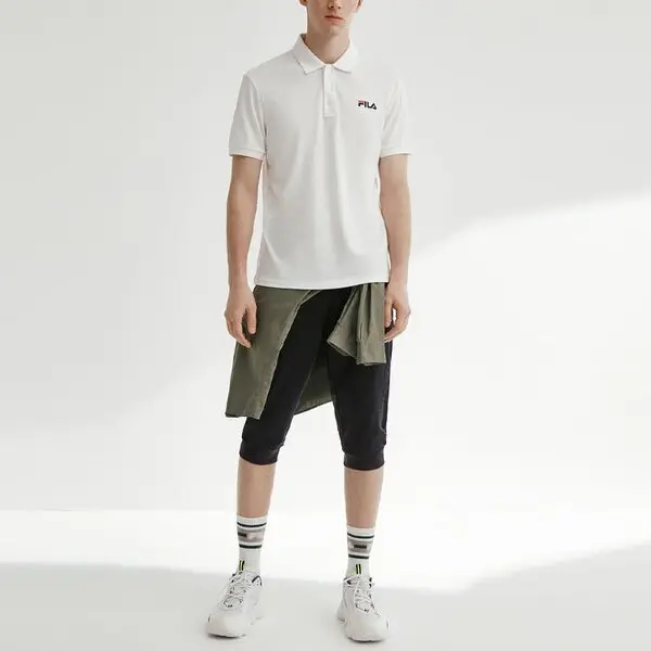 FILA Logo Bee Embroidered Short Sleeve Polo - White