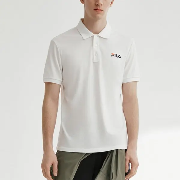 FILA Logo Bee Embroidered Short Sleeve Polo - White