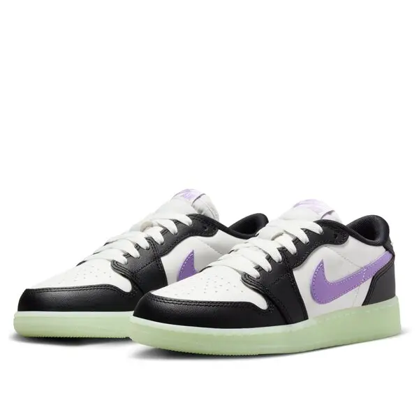 JORDAN 1 Low Retro Sneakers - Black/black Raspberry/volt Tint