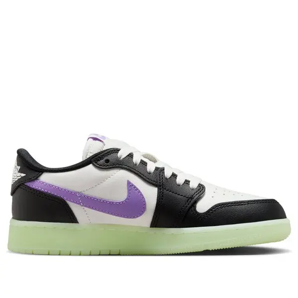 JORDAN 1 Low Retro Sneakers - Black/black Raspberry/volt Tint