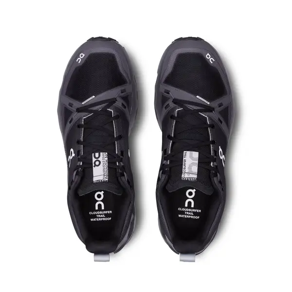 On Cloudsurfer Trail Waterproof Athletic Shoes - Black