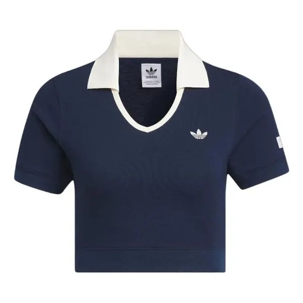 Adidas Originals X Notitle Tennis Crop Short Sleeve Polo Shirt - Navy
