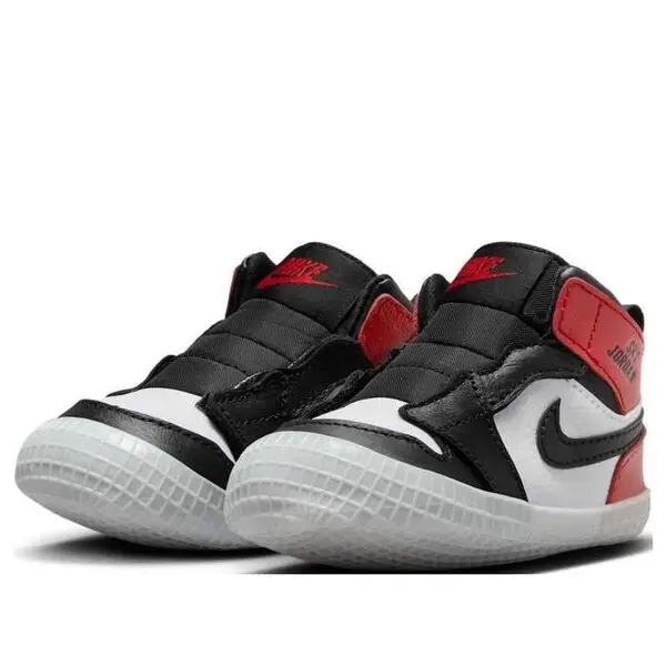 JORDAN 1 Crib Bootie - Black/black/varsity Red
