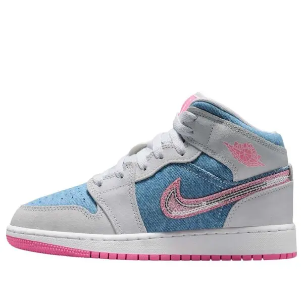 JORDAN Air 1 Mid Sneakers - Cobalt Bliss/white/pink Glow