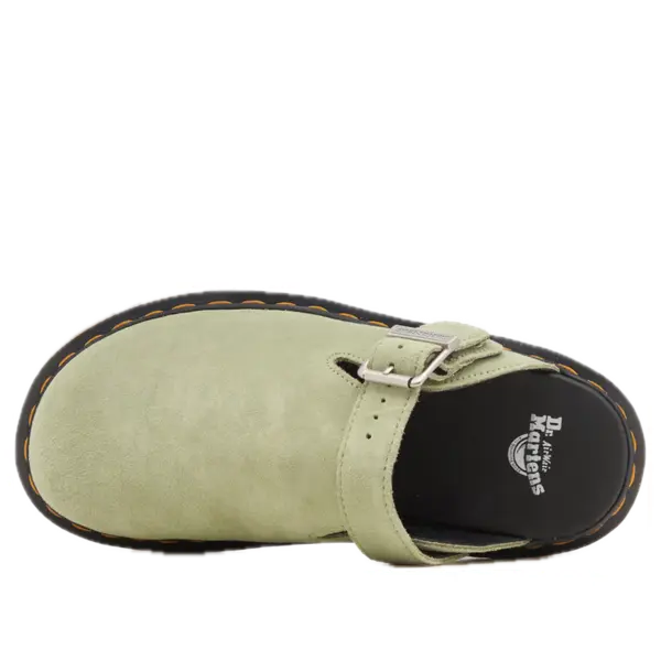 Dr. Martens Zebzag Suede Slingback Platform Mules - Sage Green