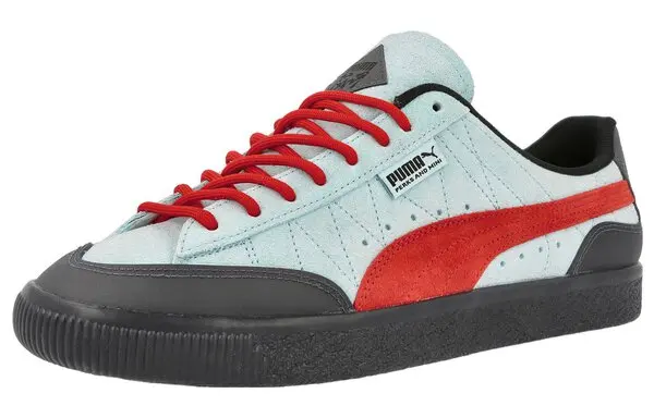PUMA Perks And Mini X Clyde Rubber Low Top Sneakers - Light Aqua/red/black