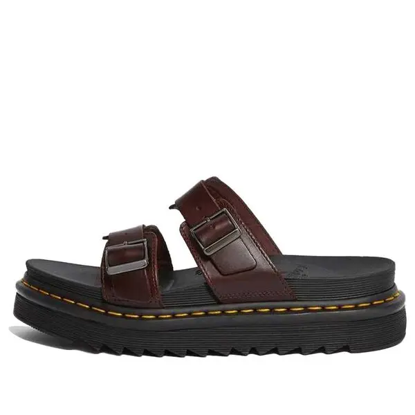 Dr. Martens Myles Brando Leather Flat Heel Sandals - Brown