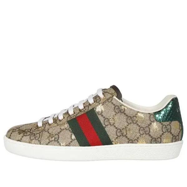 Gucci Ace Gg Supreme Bees Low Top Sneakers - Beige/ebony