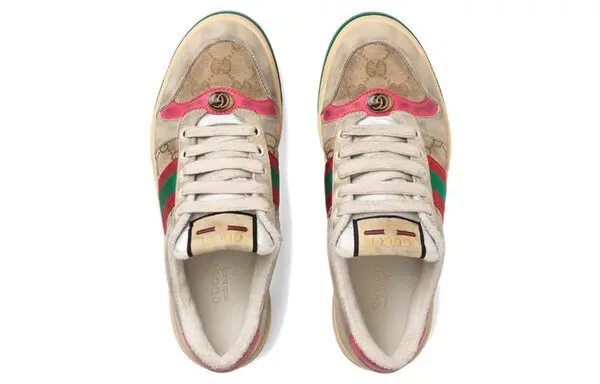 Gucci Screener Distressed Sneakers - Cream
