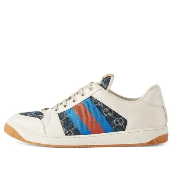 Gucci Gg Canvas Denim Screener Sneakers - Blue/ivory