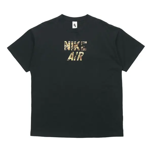 Nike Alphabet Printing Short Sleeve Black T-shirt 'black Camo - Black/camo