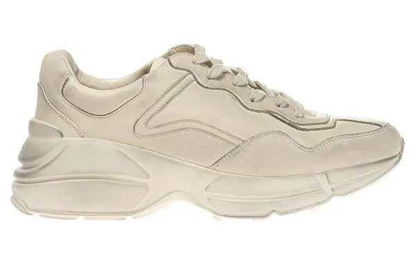 Gucci Rhyton Leather Lace-up Sneakers - Ivory Leather