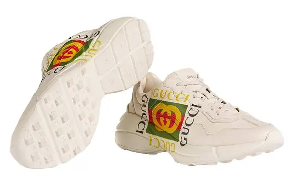 Gucci Rhyton Leather Sneaker With Vintage Logo - Ivory