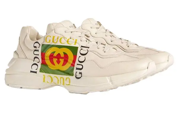 Gucci Rhyton Leather Sneaker With Vintage Logo - Ivory