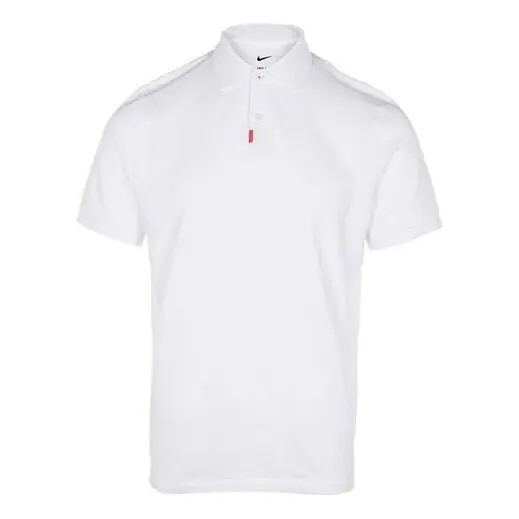 Nike Solid Color Logo Embroidered Half-fastening Pullover Short Sleeve White Polo Shirt - Default Color