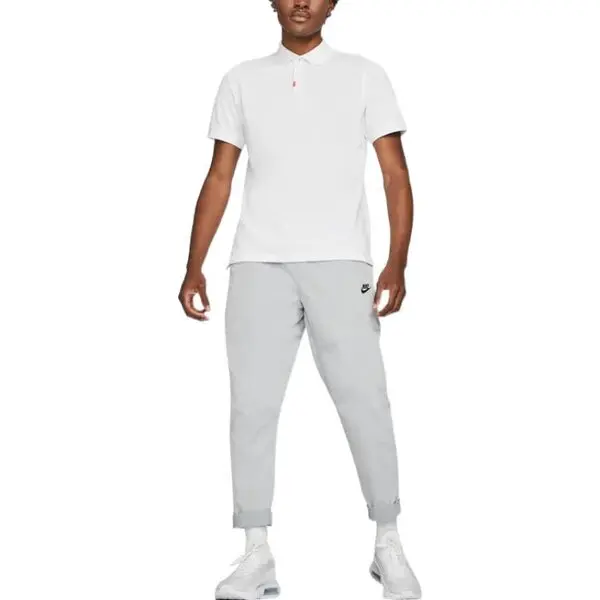 Nike Solid Color Logo Embroidered Half-fastening Pullover Short Sleeve White Polo Shirt