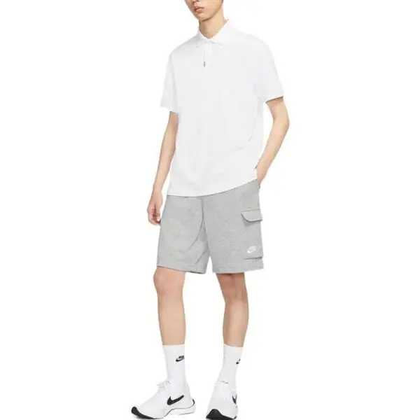 Nike Solid Color Logo Embroidered Half-fastening Pullover Short Sleeve White Polo Shirt