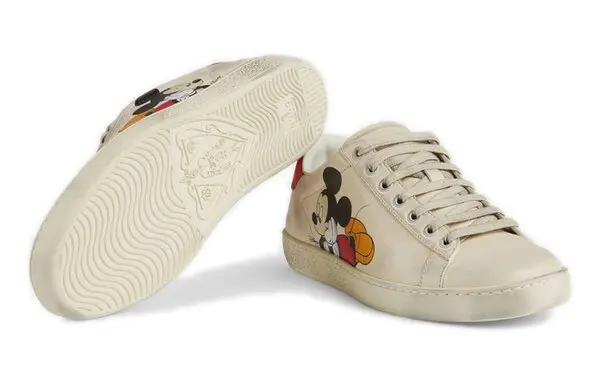 Gucci X Disney Ace Low Top Sneakers - Cream