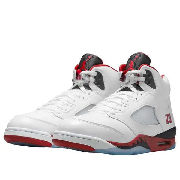 JORDAN 5 Retro 'fire Red Black Tongue - White/fire Red/black