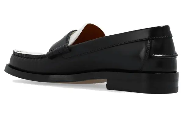 Gucci Interlocking G Loafer In Black And White Leather - Black/white