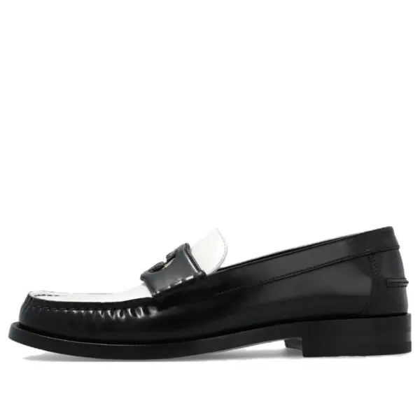 Gucci Interlocking G Loafer In Black And White Leather - Black/white