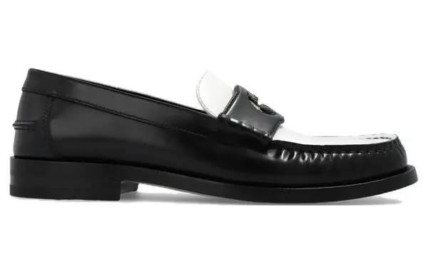 Gucci Interlocking G Loafer In Black And White Leather - Black/white
