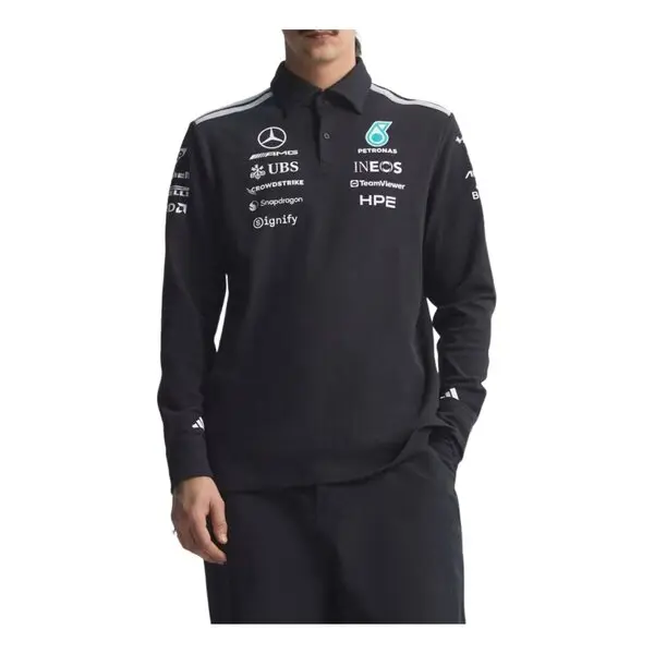Adidas Mercedes Amg Petronas Formula 1 Team Engineers Long Sleeve Polo - Black